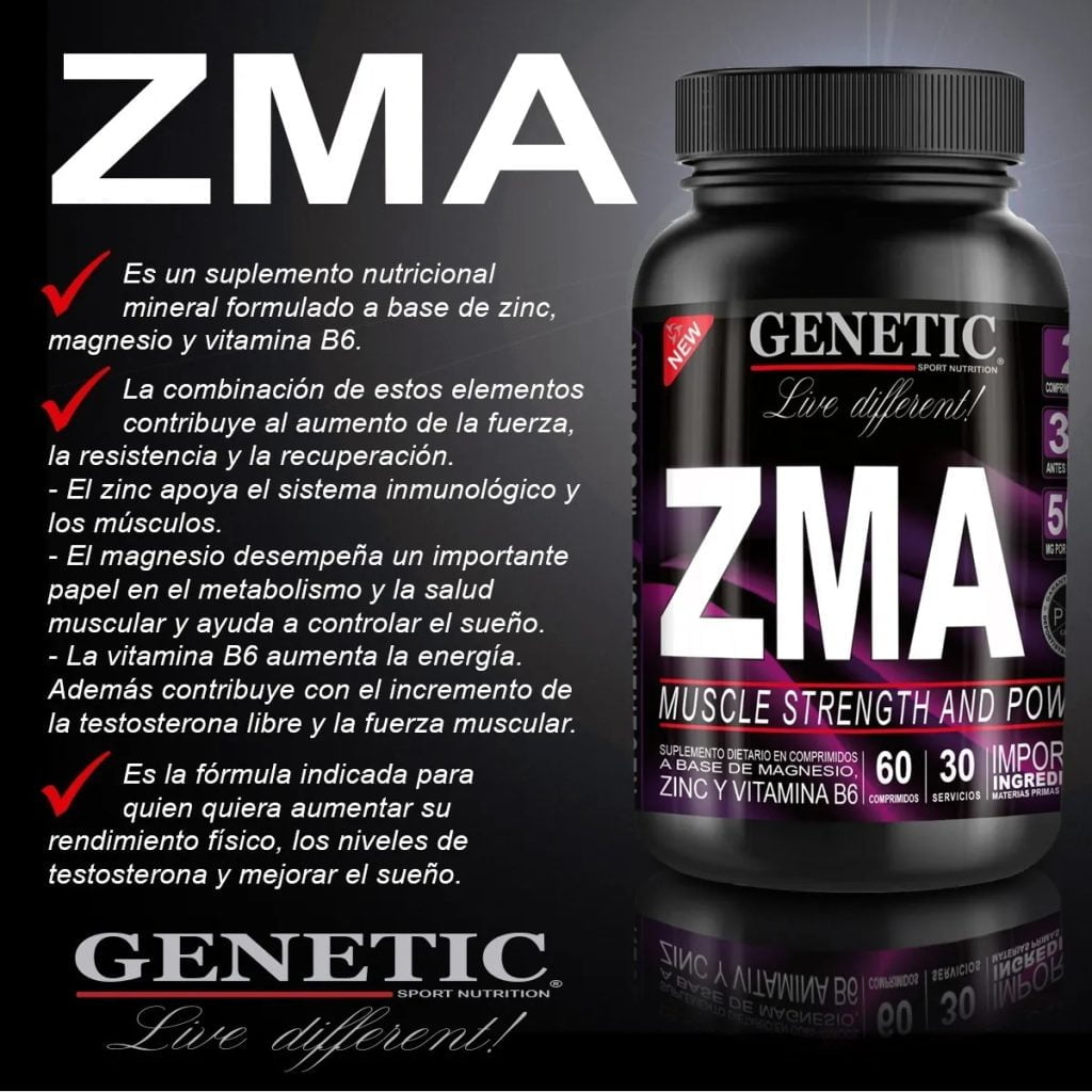 ZMA x60 de Genetic Sport Nutrition | Zinc | Magnesio | DeMusculos