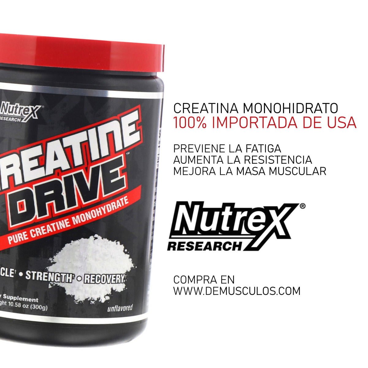 Creatina Drive Nutrex | 300 gramos | Monohidrato y micronizada