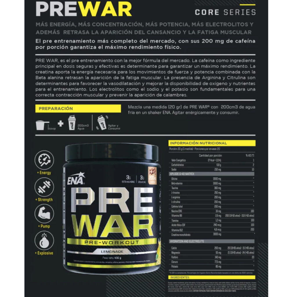 Pre War de Ena Sport | Pre Entrenamiento | 400 grs | DeMusculos