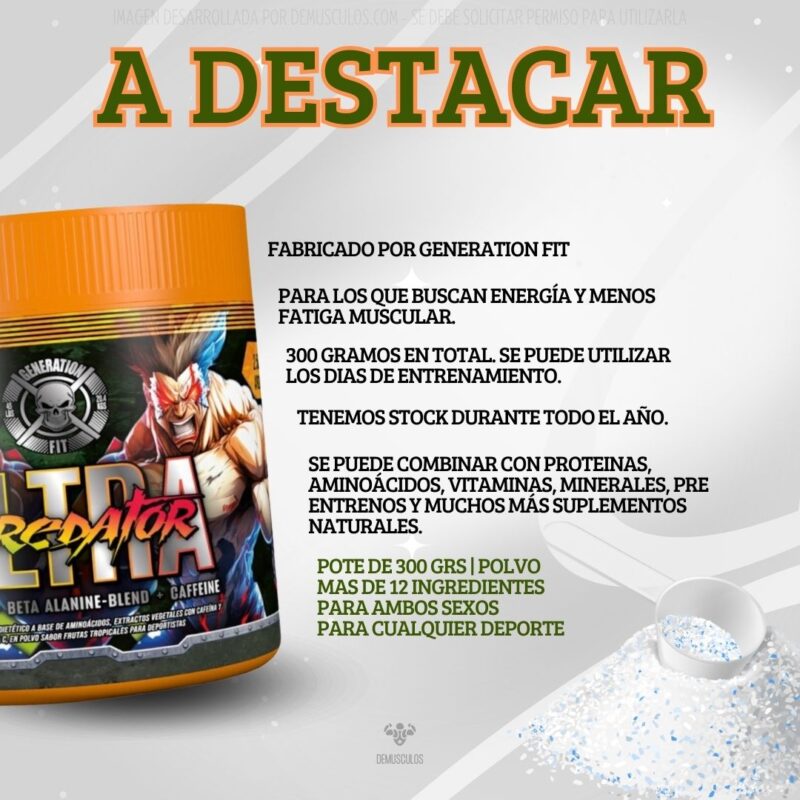 Pre Entreno Ultra Predator | 300 grs | Con Cafeína | DeMusculos